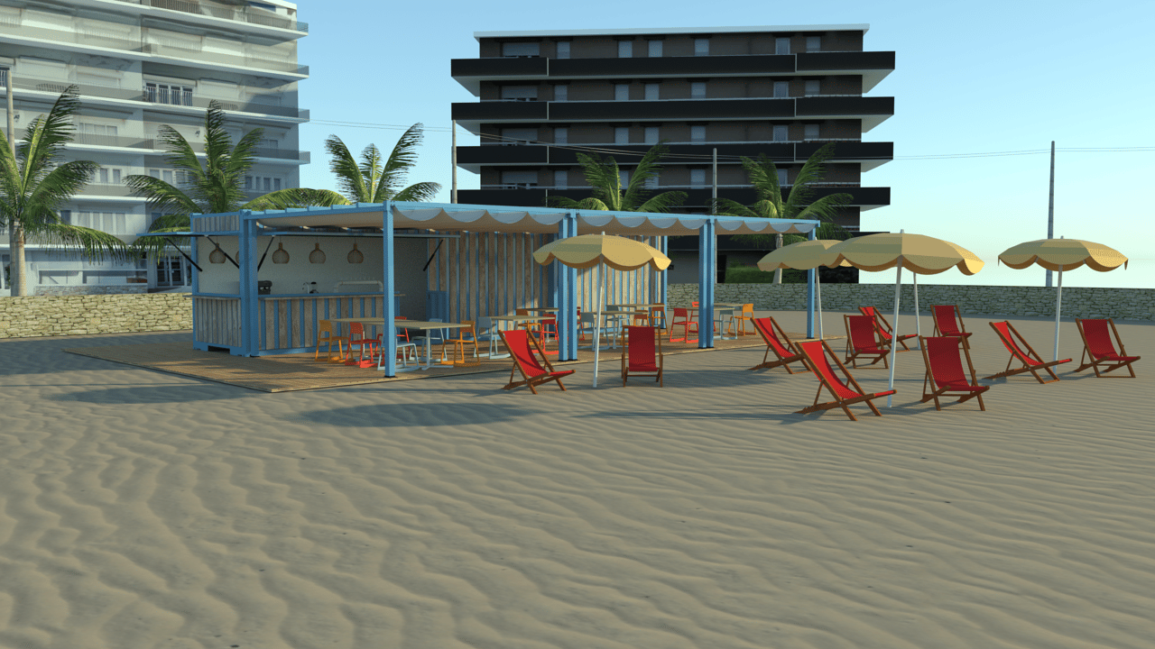 Container aménagé en bar au bord de la mer - In'Box Container